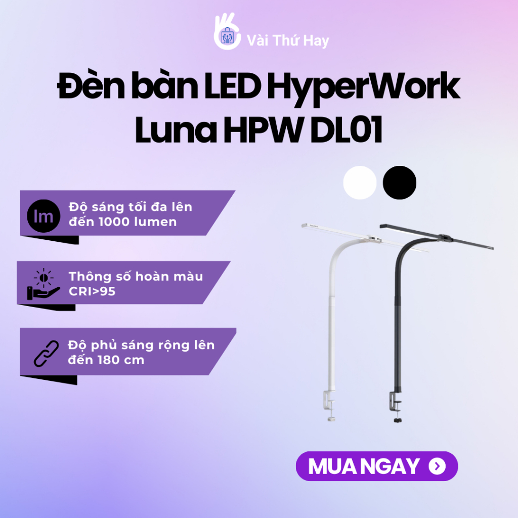 Đèn kẹp bàn LED HyperWork Luna - HPW DL01 | Hàng chính hãng | Bảo Hành 12 tháng | Shopee Việt Nam