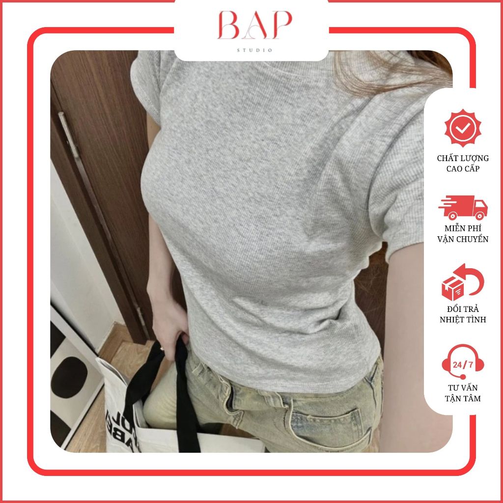 (GIÁ XẢ KHO) Áo Thun Basic Trơn Ôm Body Chất Tăm Cotton Mỏng, Nhẹ Siêu Mát Cực Hợp Cho Các Nàng ...