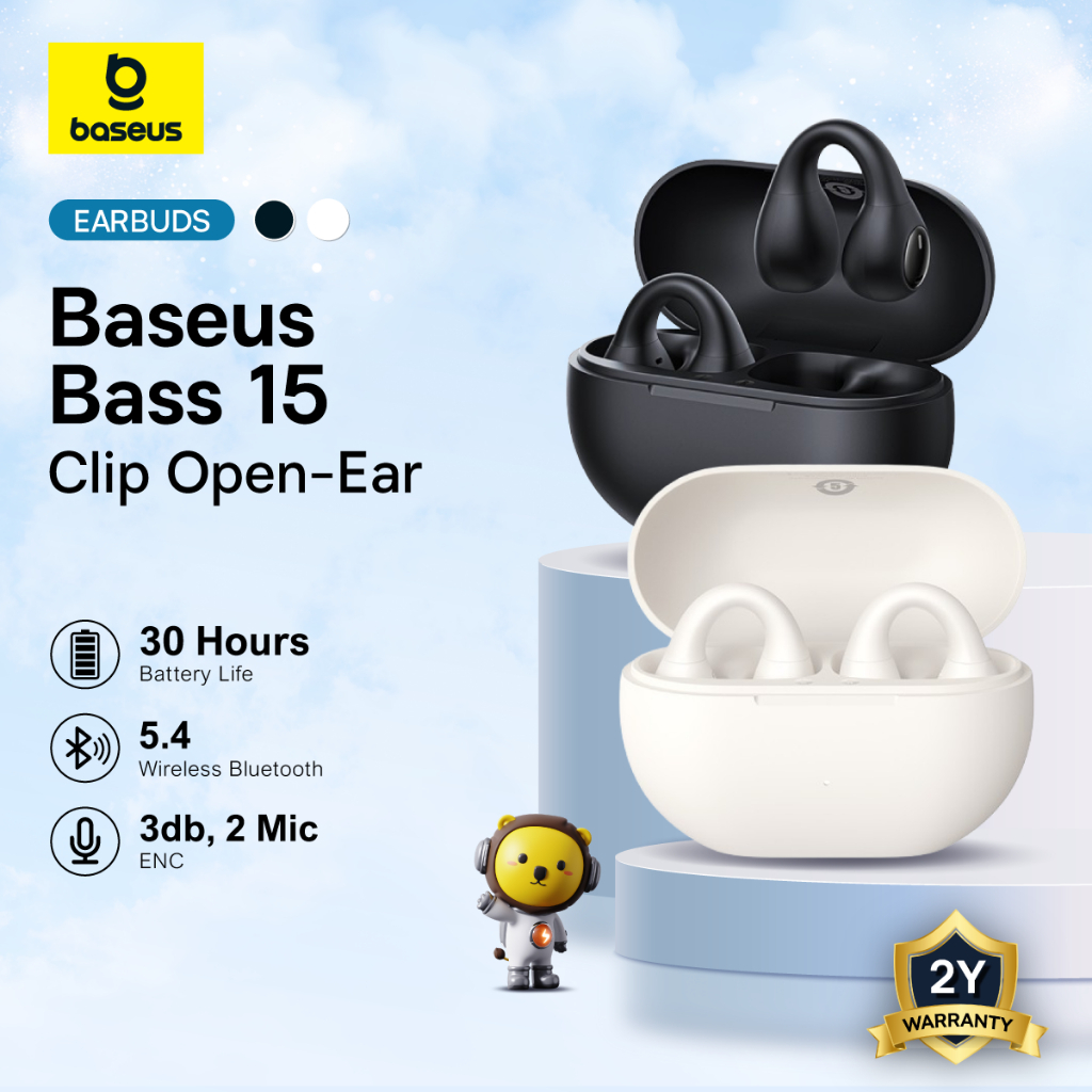 Tai nghe Baseus Bass 15 Clip Open-Ear OWS Bluetooth 5.4 ENC 30 giờ 4,6g ...