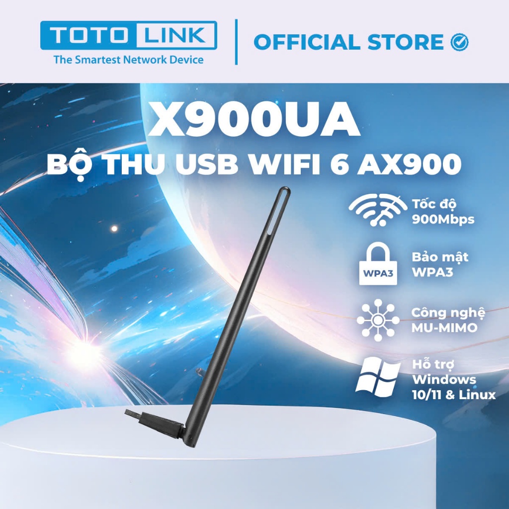 [Hoả Tốc] Bộ thu USB Wi-Fi TOTOLINK X900UA - USB chuẩn Wi-Fi 6 AX900 ...
