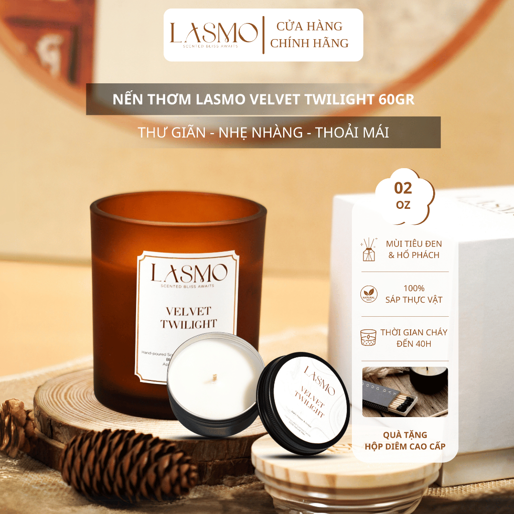 Nến Thơm LASMO Velvet Twilight Mùi Tiêu Đen & Hổ Phách size 2oz 60gr ...
