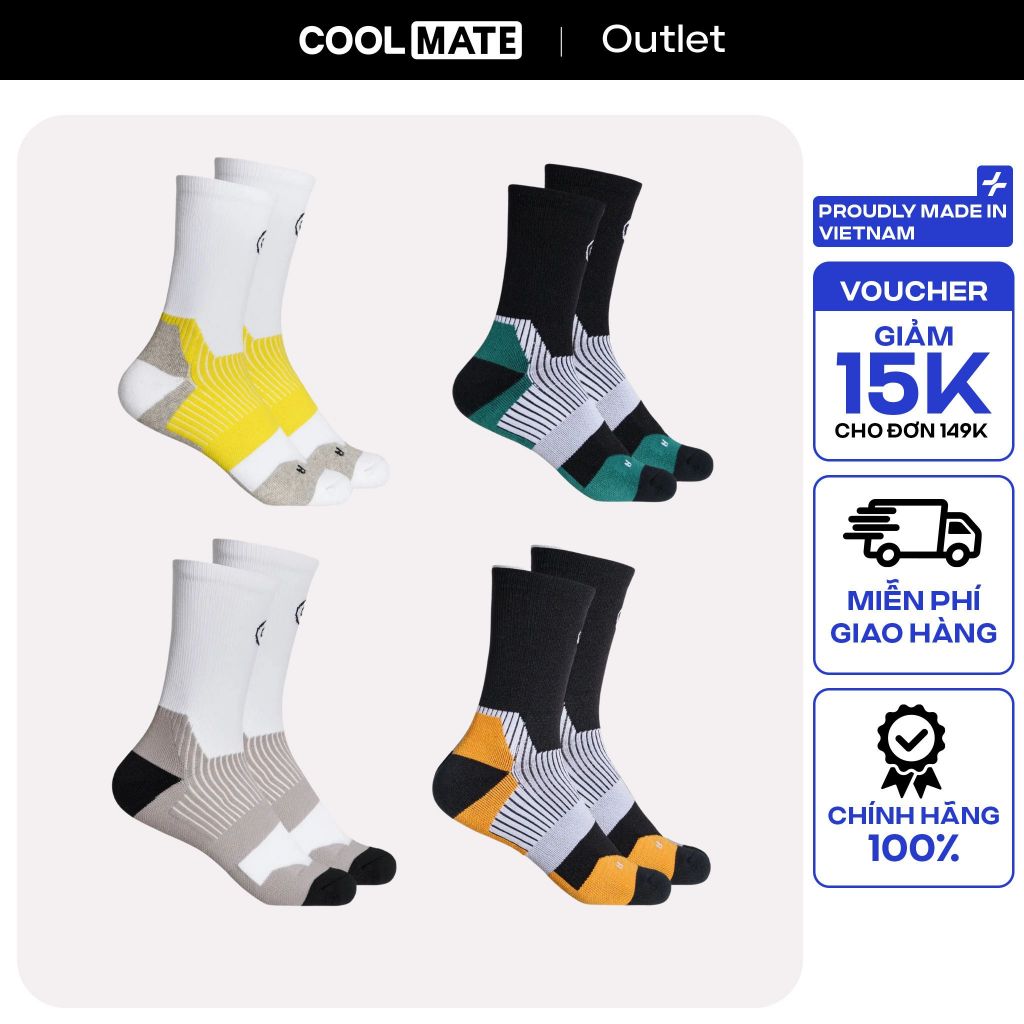 [GIẢM 15K ĐƠN 149K] Tất/Vớ thể thao cổ dài Compression Cushion Coolmate ...