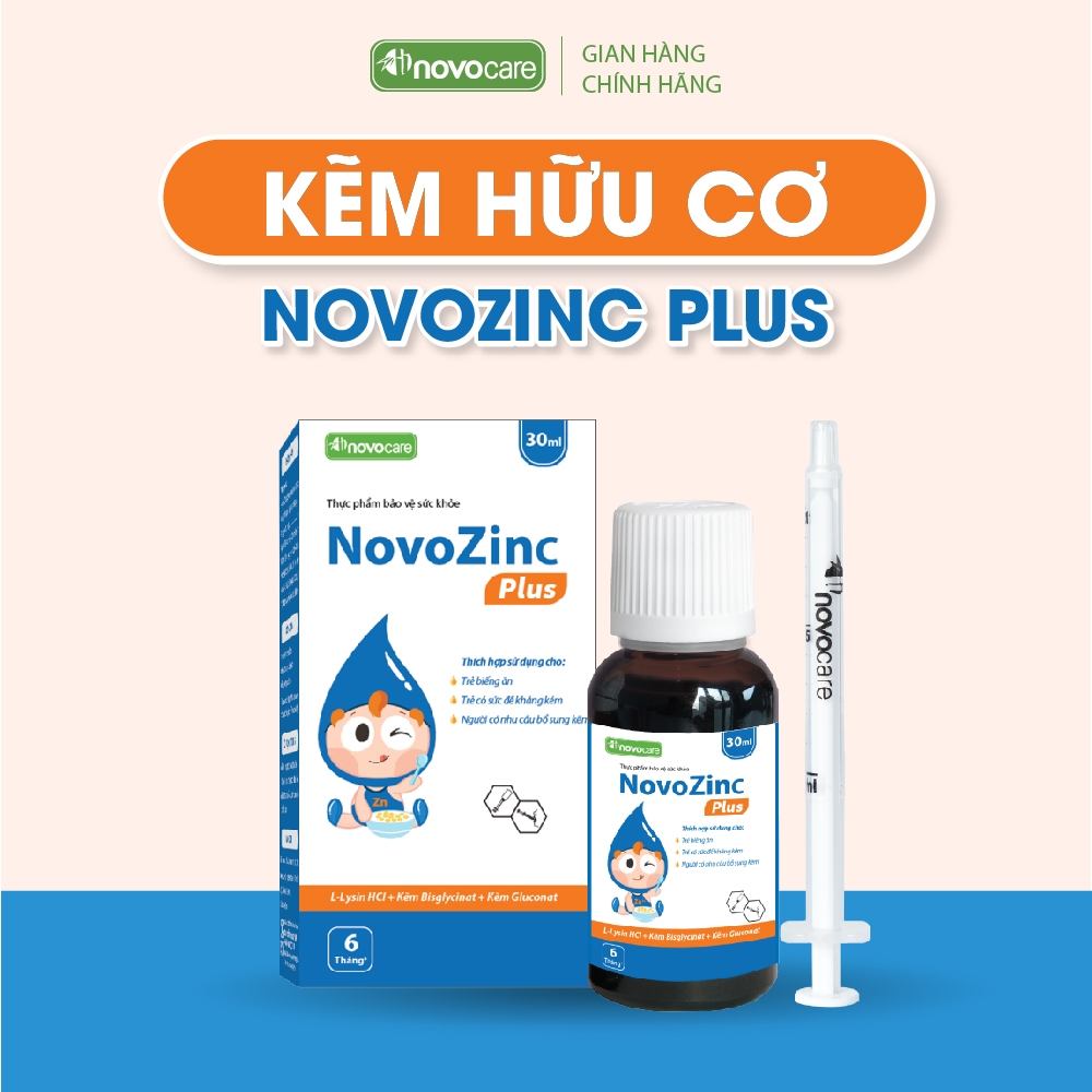 Kẽm Novocare Novozinc Plus bổ sung kẽm hữu cơ cho bé biếng ăn, hỗ trợ ...