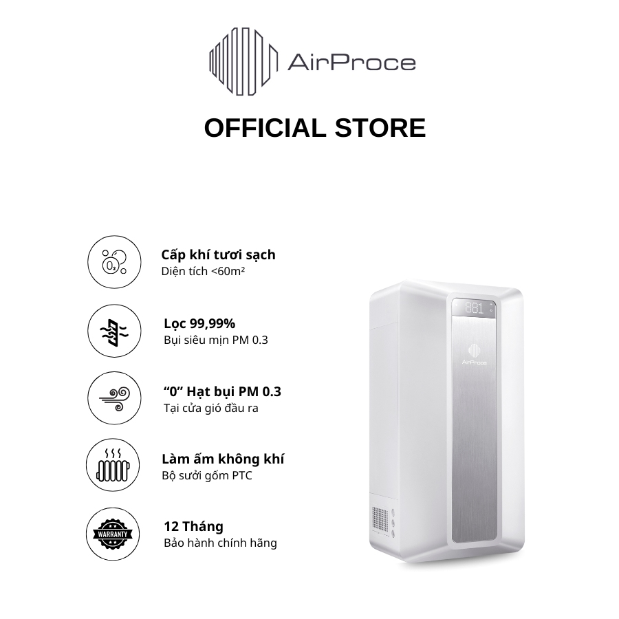Máy Lọc Không Khí + Cấp Khí Tươi AirProce SmartVent AC160 | Shopee Việt Nam
