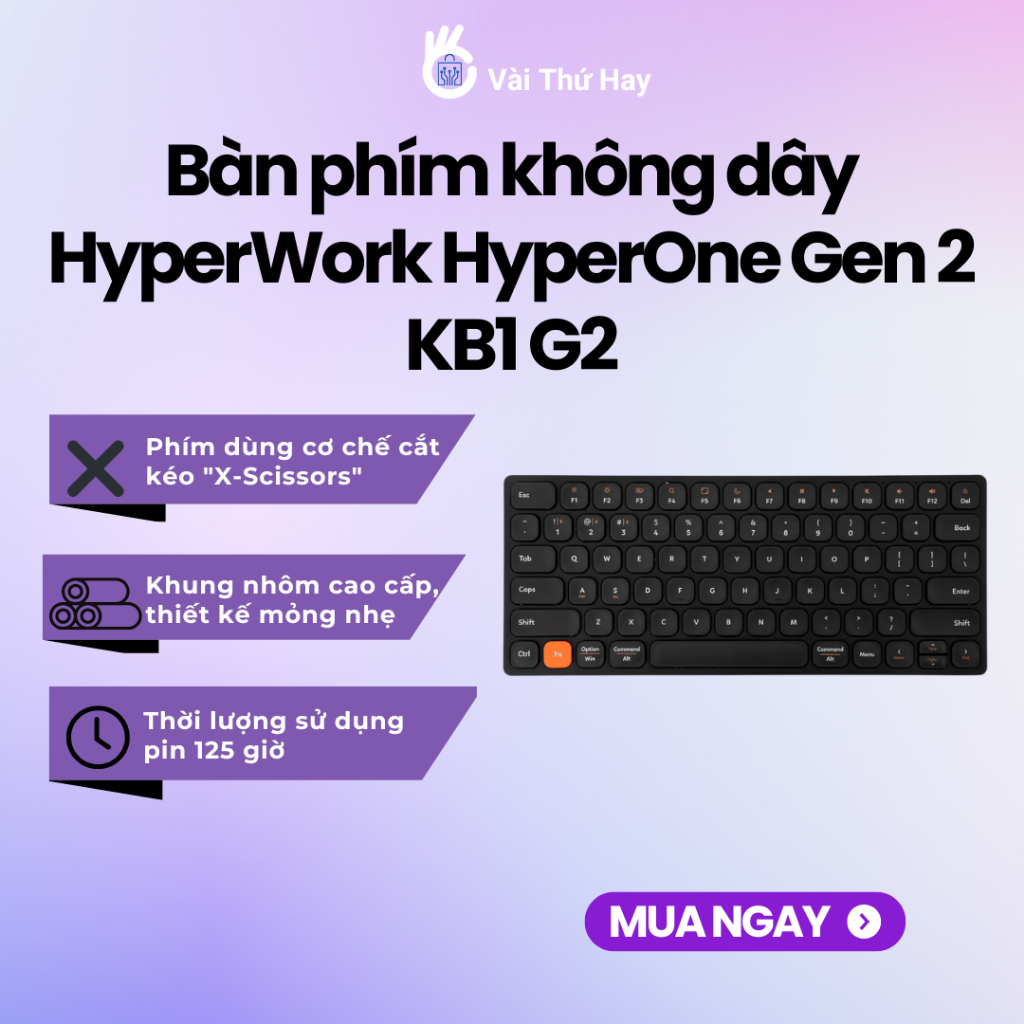 Bàn phím không dây HyperWork HyperOne Gen 2 KB1 G2 | Chính hãng Bảo ...
