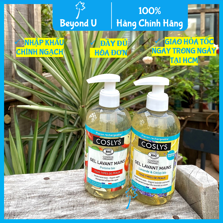 Nước rửa tay hữu cơ Coslys 300ml - nước rửa tay organic không xà phòng (táo, lavender & chanh ...