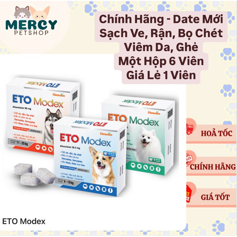 Chính Hãng Date Mới - ETO MODEX Viên Nhai Sạch Ve Rận Bọ Chét Viêm Da ...
