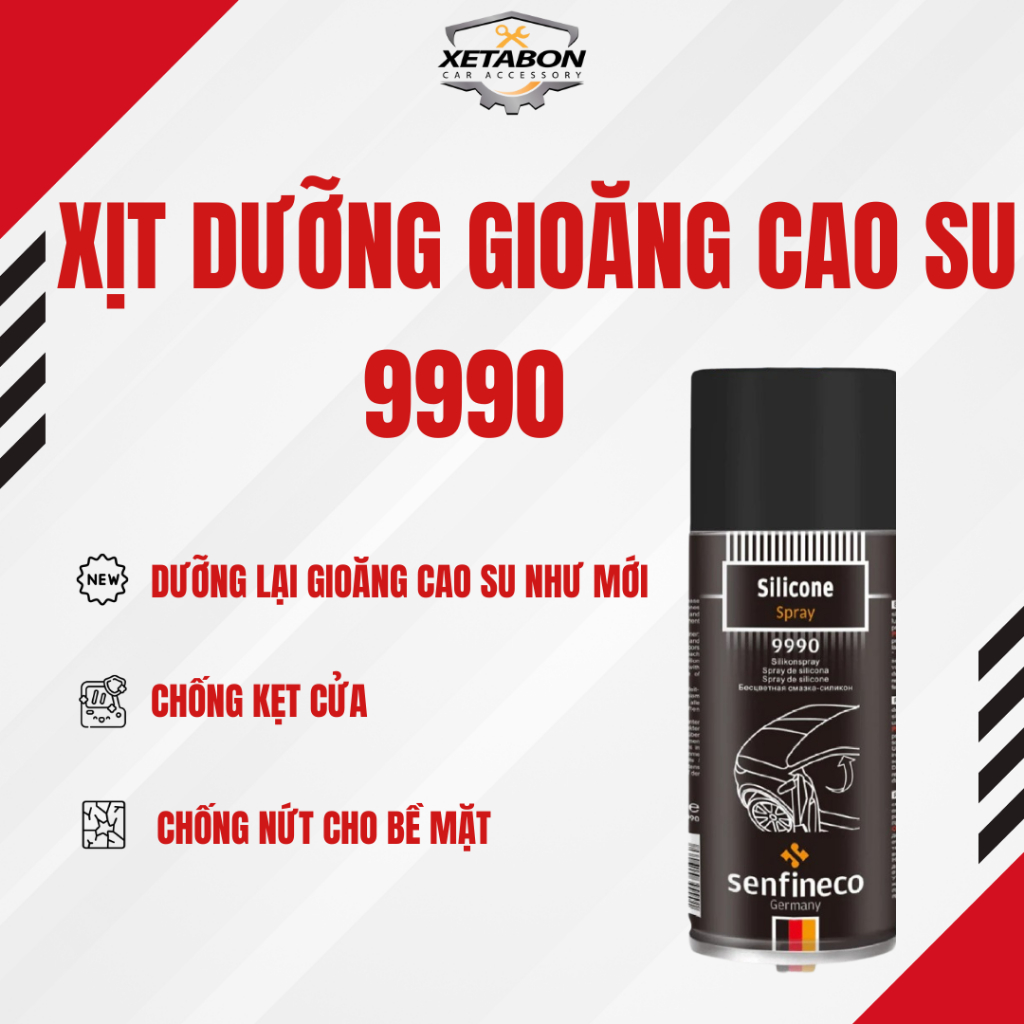 Xịt dưỡng gioăng cao su, chống kẹt cửa kính ô tô Senfineco 9990 Silicon ...