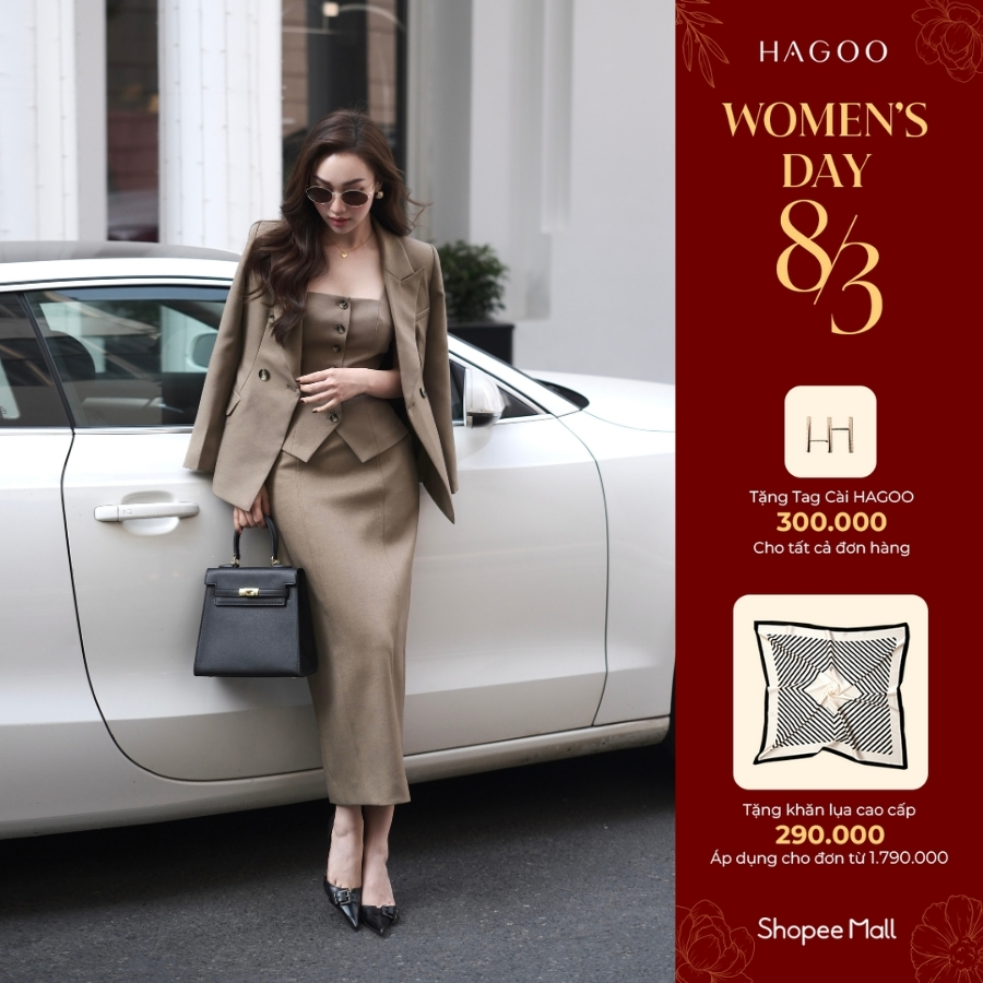 Set 3 chi tiết mix Blazer & Gile & Chân váy HAGOO màu Nâu thanh lịch [ B503-A503-CV503 ...