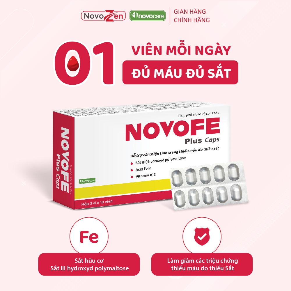 Sắt hữu cơ NOVOFE Plus Caps 30mg - Bổ sung sắt cải thiện thiếu máu ...