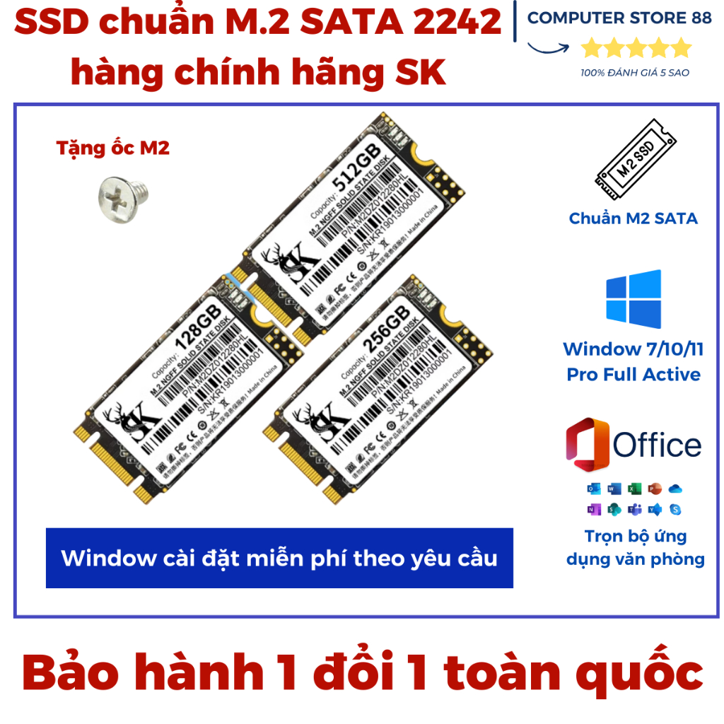 Ổ cứng SSD chuẩn M.2 SATA 2242 chính hãng SK 128G 256G 512G + Cài win miễn phí | Shopee Việt Nam