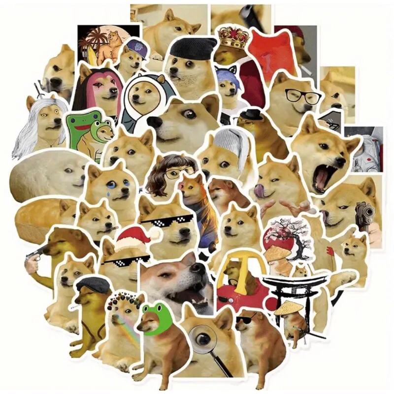 100 Miếng Dán Cheems Dog & Alien - Đề Can Vinyl Chống Thấm Nước Cho ...