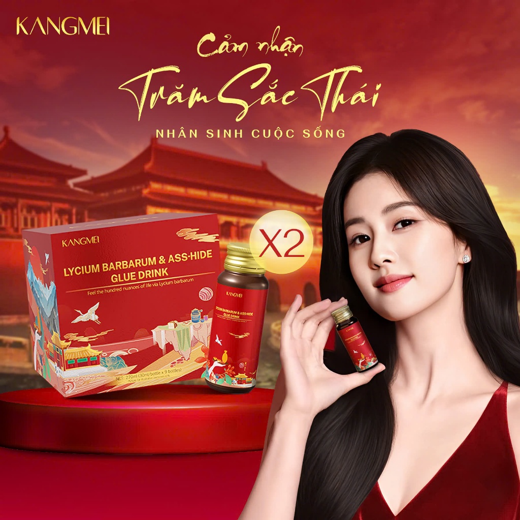 Combo 2 hộp nước uống KANGMEI, nước ép táo đỏ và câu kỷ tử giúp ngủ ...