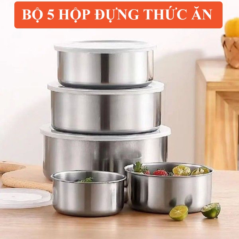Bộ hộp có nắp OSIDEN hộp inox đựng thức ăn hộp tròn có nắp nhựa bảo ...
