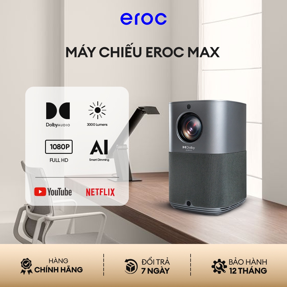 Máy chiếu Eroc MAX độ phân giải Full HD 415 ANSI/3000 Lumens Android IOS Netflix | Shopee Việt Nam