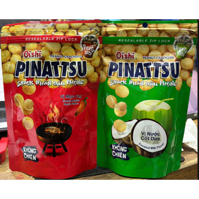 PINATTSU OISHI 85 GRAM NHÂN ĐẬU PHỘNG VỊ NƯỚC CỐT DỪA, VỊ MỰC CAY ...