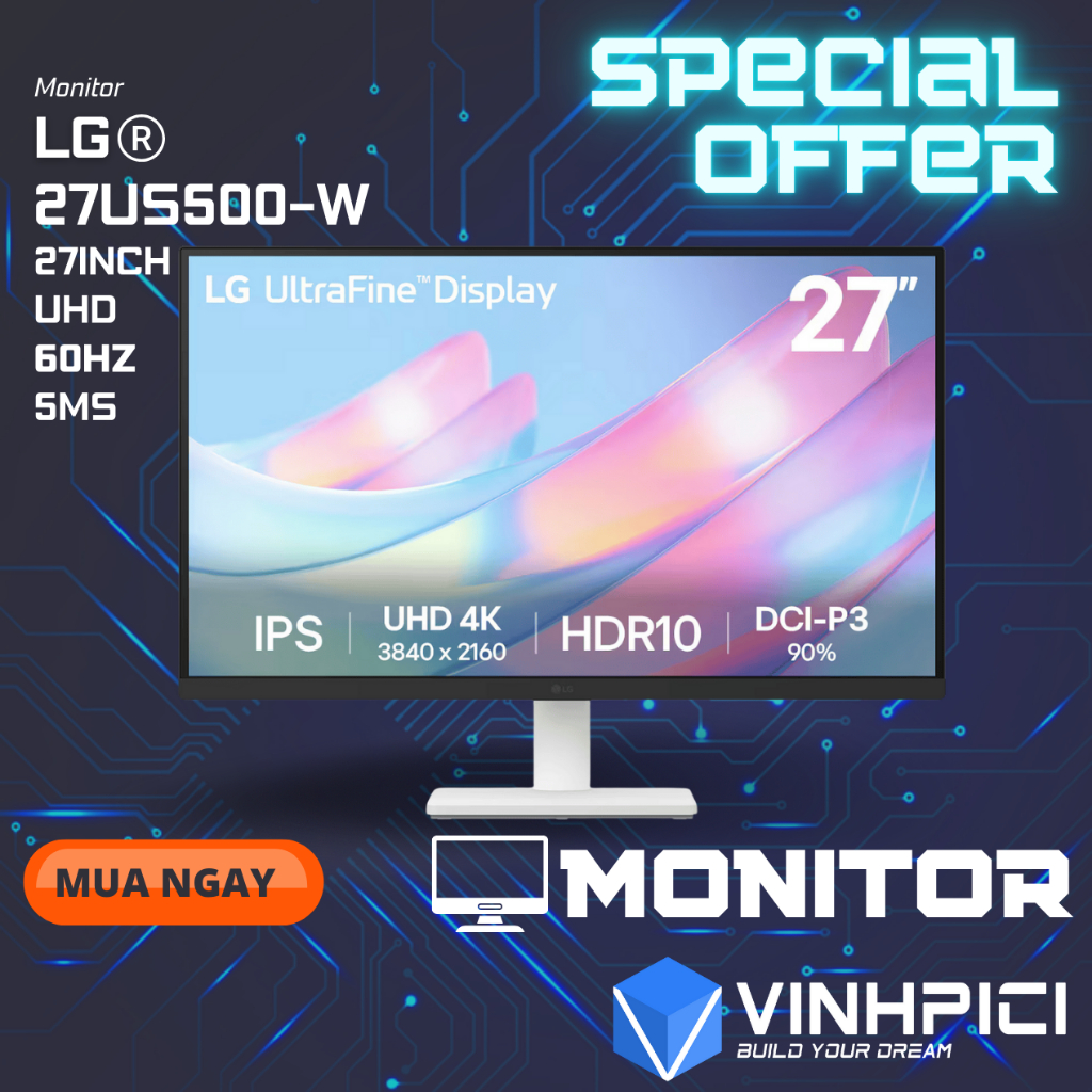 Màn hình LG 27US500-W (27inch/4K/IPS/60Hz/5ms) | Shopee Việt Nam