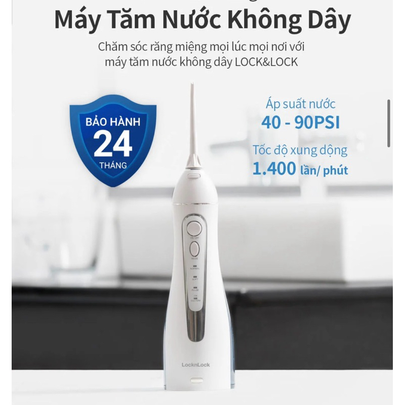 Máy Tăm Nước Không Dây LocknLock Cordless Oral Irrigator, 200ml - Màu ...