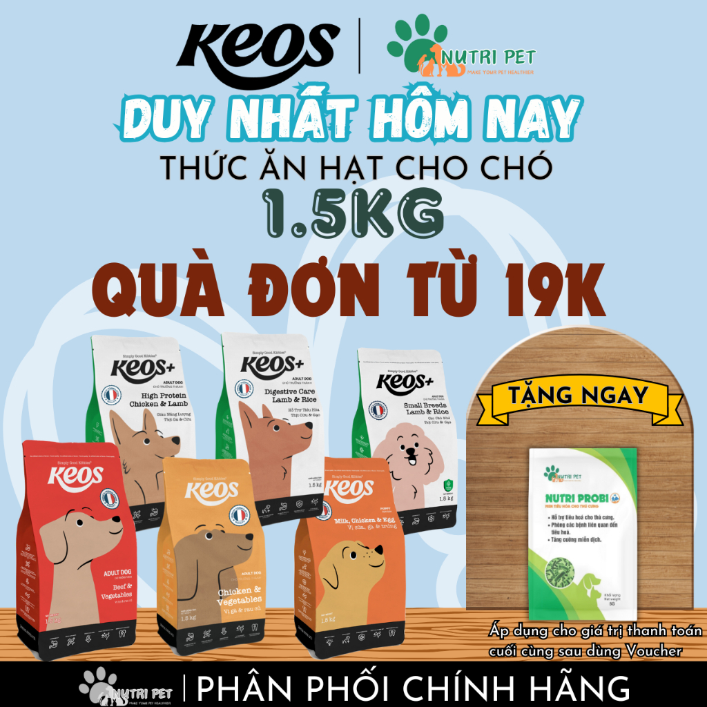 [1.5Kg] Thức ăn cho Chó nhiều hương vị và hỗ trợ đa chức năng Keos | Shopee Việt Nam