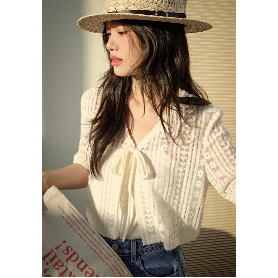 A045 Cardigan ren hoa mỏng - KUOSE | Shopee Việt Nam