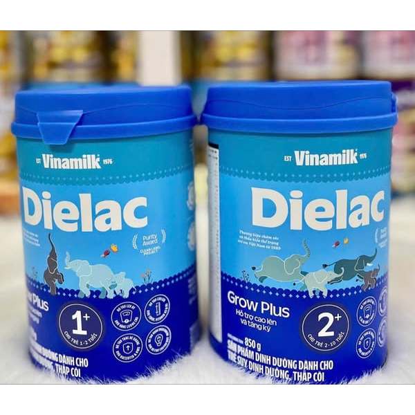 Sữa bột Dielac Grow Plus 1+, 2+ (sữa non) 850g (1 - 2 tuổi) (2 - 10 tuổi) dành cho trẻ suy dinh ...