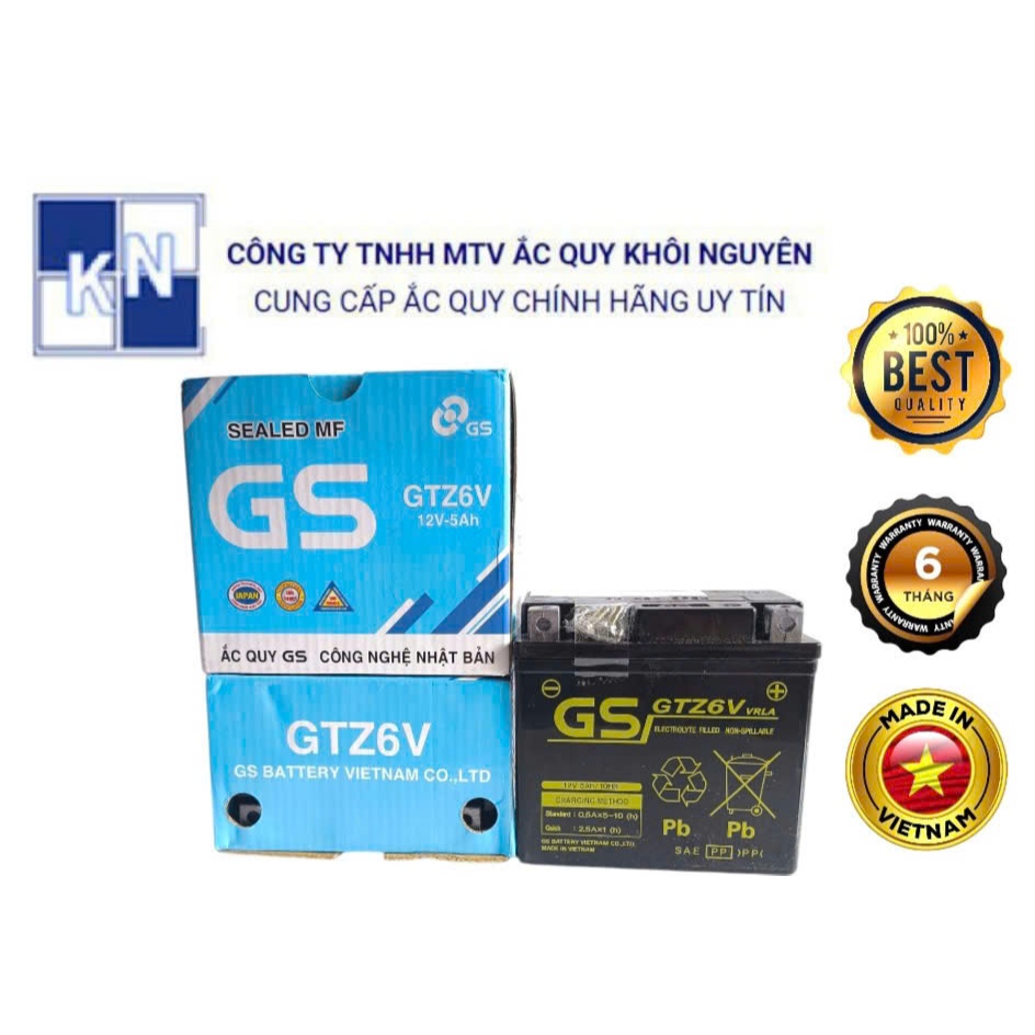 Bình ắc quy khô xe máy GS GTZ6V 12V-5Ah chính hãng, công nghệ nhật bản | Shopee Việt Nam