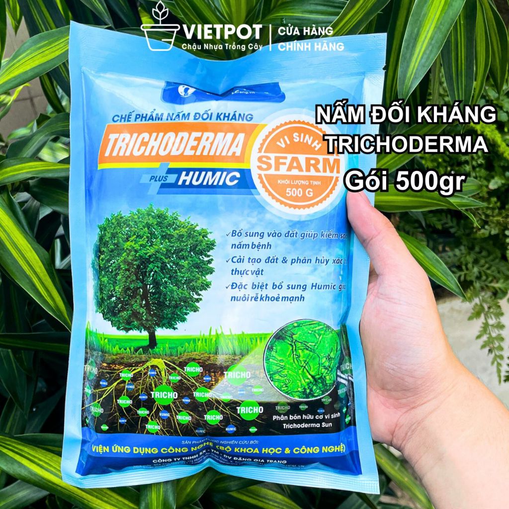 Nấm đối kháng Trichoderma Vietpot, Sfarm, bao 500gr, ngừa nấm bệnh, ủ ...