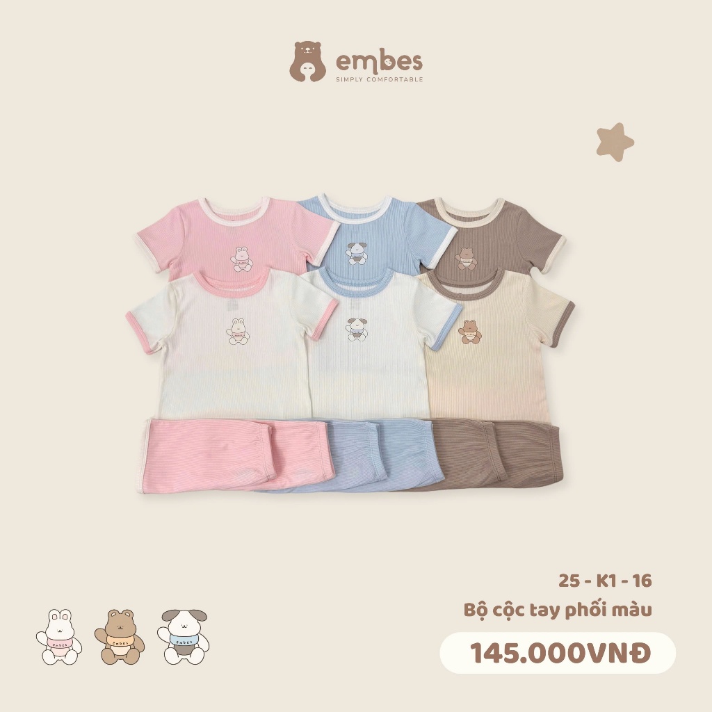 Bộ Quần Áo Cộc Tay Cho Bé Embes Puffy, Bộ Quần Mùa Hè Chất Thun Tăm Cho ...