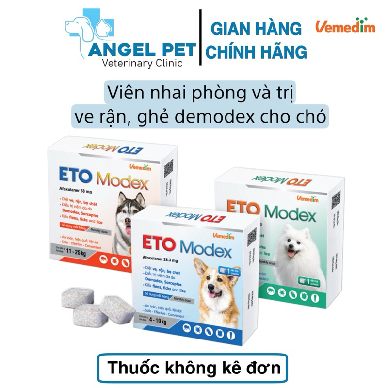 ETO Modex Vemedim Viên Nhai Diệt Ve, Rận, Bọ Chét, Viêm Da Do Demodex ...