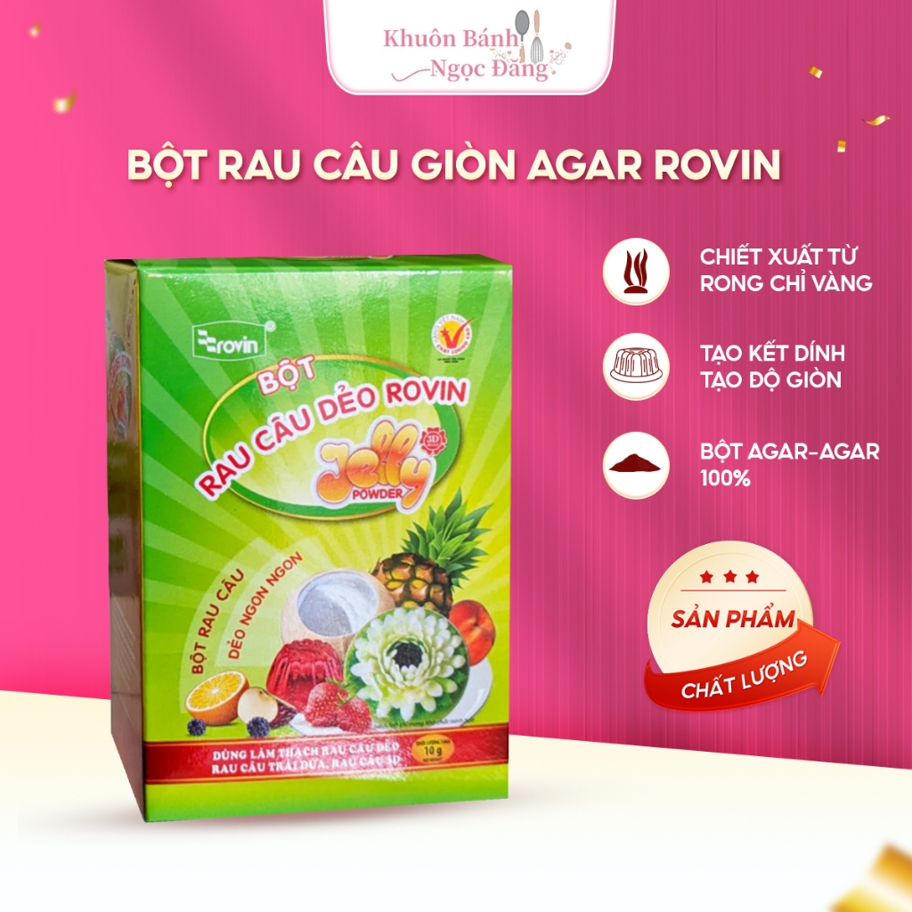 Bột rau câu Giòn Agar Rovin gói 25g, Dẻo 10gr, Dừa 10gr, Sợi Dài 30gr ...