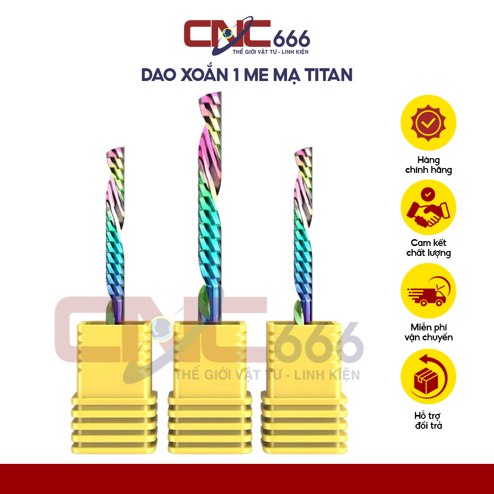 Dao Cắt CNC Mũi Phay CNC 1 Me Xoắn Mạ Titan - Mũi Dao CNC Căt Fomex ...