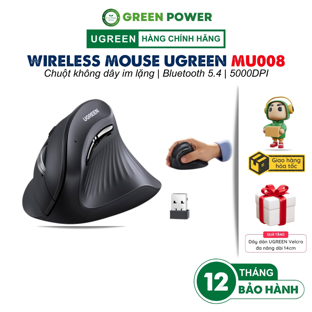 Chuột không dây UGREEN MU008 Bluetooth 5.0, 2.4G Slient 4000DPI cho ...