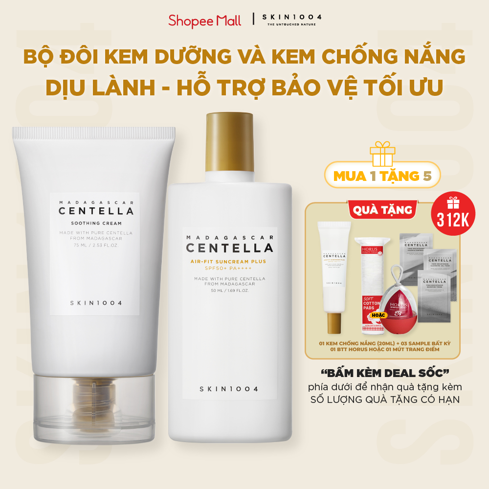 [LIVE 8.3]Bộ đôi SKIN1004 Madagascar Centella Kem dưỡng Soothing Cream ...