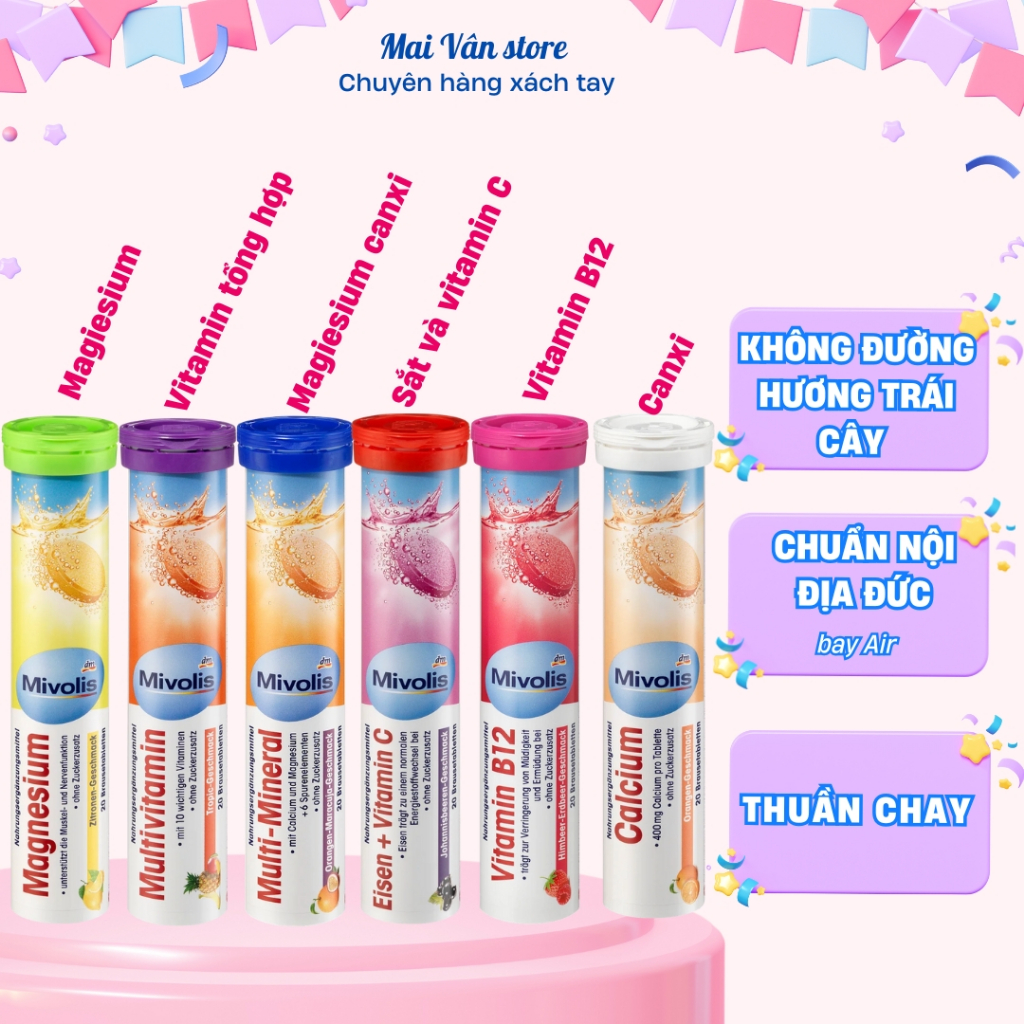 [date 2026] Sủi vitamin Mivolis nội địa Đức tăng cường sức đề kháng 20v ...