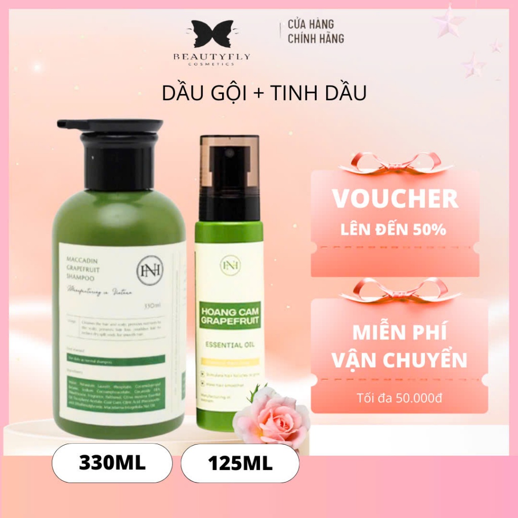 [Combo 2 món] Dầu gội bưởi Nga Hoàng chai 330ml+ Tinh dầu bưởi Nga Hoàng giảm rụng tóc, kích ...