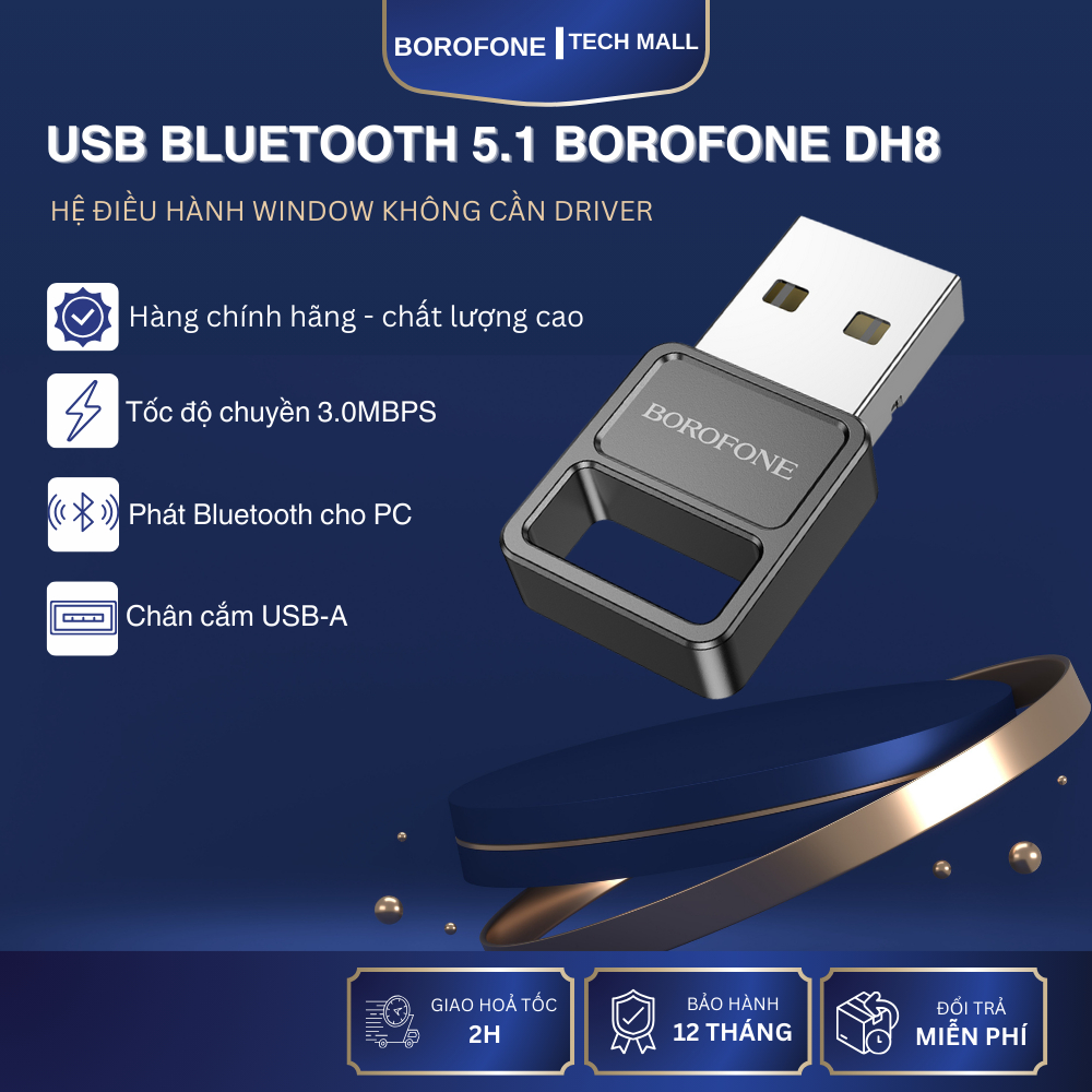 USB Bluetooh 5.1 Borofone DH8, Dùng cho PC hoặc Laptop Hỗ Trợ Hệ Điều ...