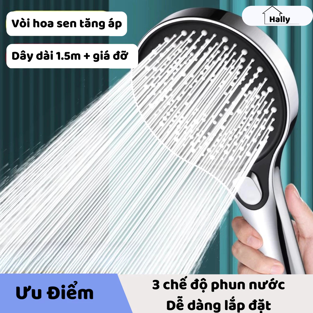 Vòi sen tăng áp siêu mạnh , bộ vòi hoa sen đủ bộ dây và giá đỡ bằng kim ...