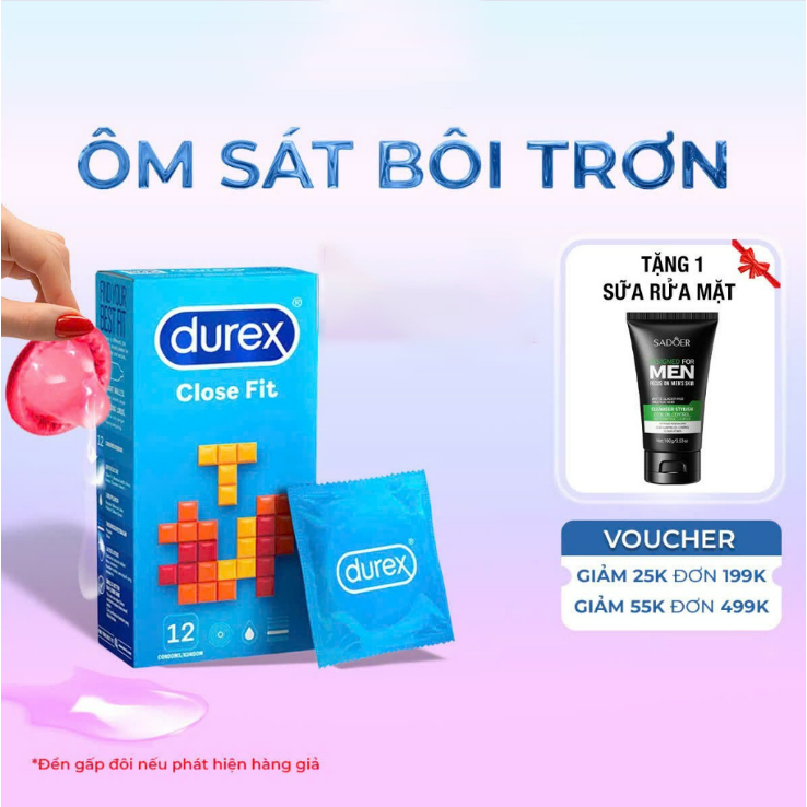 Bao Cao Su Durex Close Fit Hộp 12 Miếng 49mm Cho Nam Siêu Mỏng Ôm Sát ...