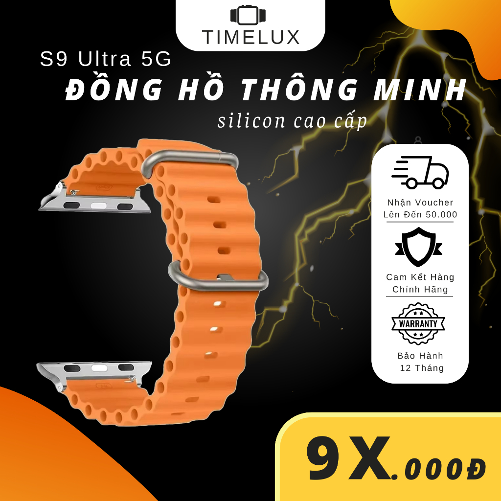 [TIMELUX] Dây Đeo Màu Cam S9 Ultra 5G Đồng Hồ Cảm Ứng Điện Tử Thông Minh Mới | Dây Silicon cao ...