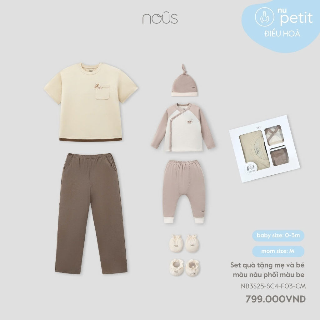Nous Baby Set quà tặng mẹ và bé, nous mom cho mẹ size M và cho bé 0-3M ...