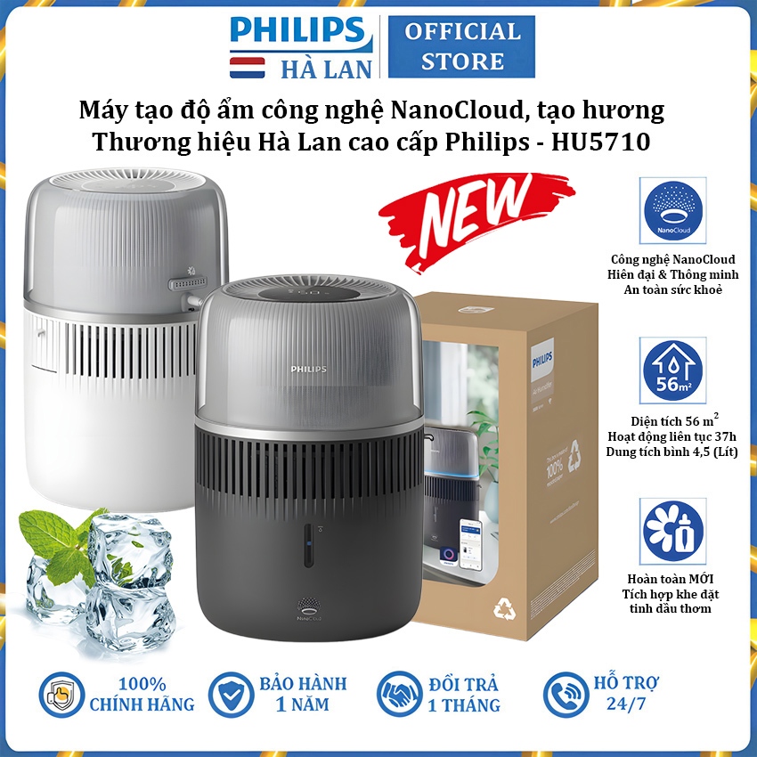 Máy tạo độ ẩm công nghệ NanoCloud Philips HU5710 phòng 56m2 4.5 lít ...