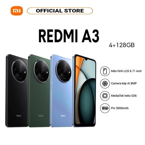 Điện Thoại Xiaomi Redmi A3 4GB/128GB Điện thoại thông minh Android MediaTek Helio G36 | Pin ...