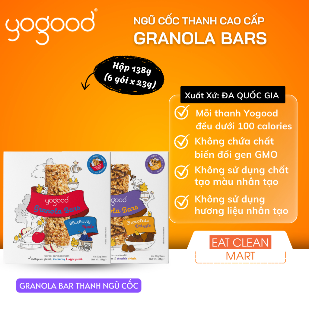 Ngũ cốc sấy giòn dạng thanh cao cấp Vị Việt Quất & Táo - Yogood Granola ...