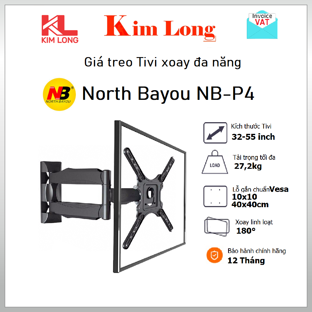 Giá khung treo Tivi 32- 55 inch NB-P4 North Bayou Xoay Đa Năng, Tải trọng 27kg - Hàng chính hãng ...