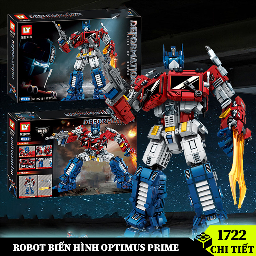 [ 1722 Chi Tiết ] Mô hình lắp ráp Robot Optimus Prime, Đồ chơi xếp hình Robot Transformers người ...