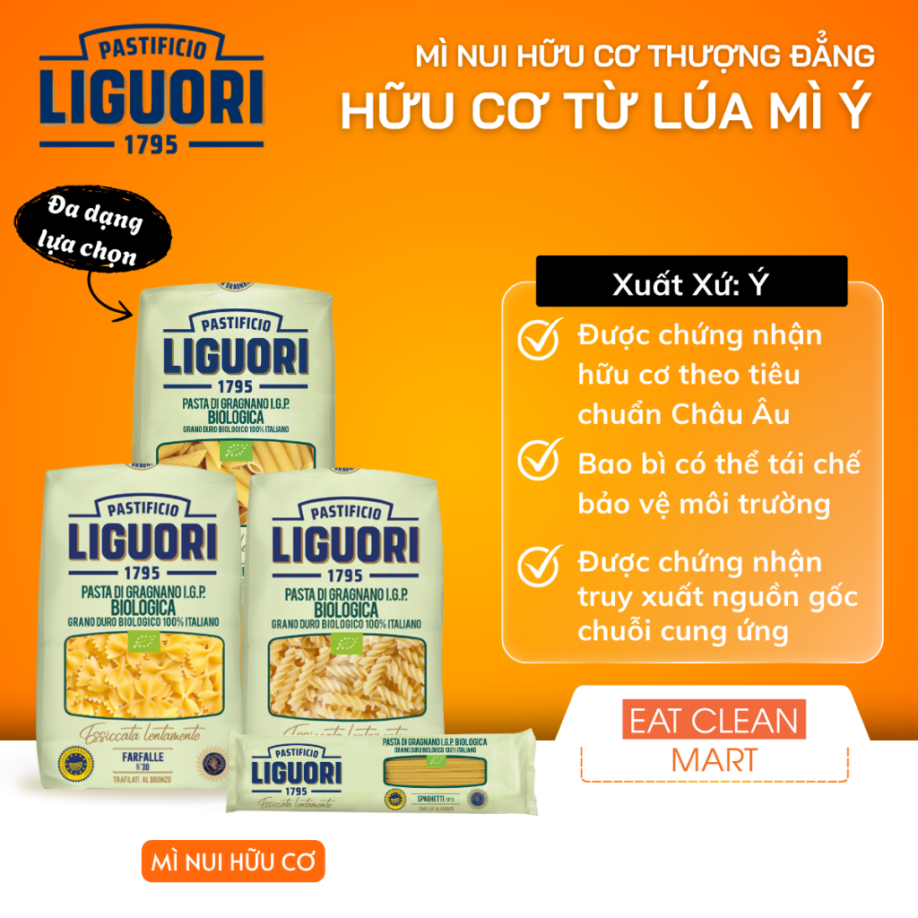 Mì Nui Hữu Cơ Cao Cấp Liguori Nhập Khẩu Ý - Túi 500gr | Shopee Việt Nam