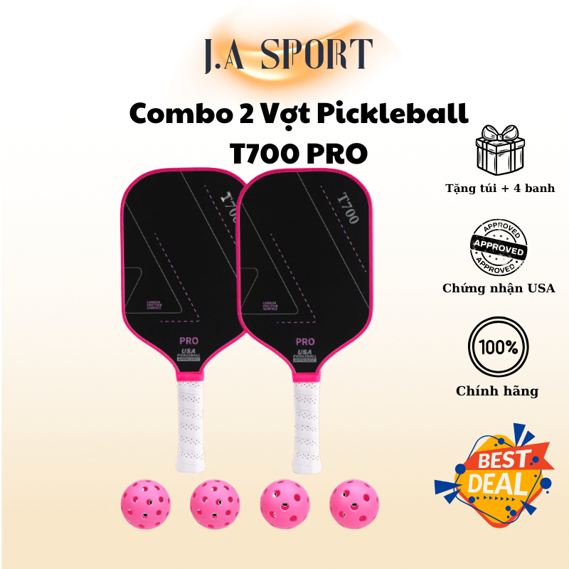 Combo 2 Vợt Pickleball T700 PRO Cao Cấp Siêu Nhẹ, Chuyên Nghiệp, Sợi ...