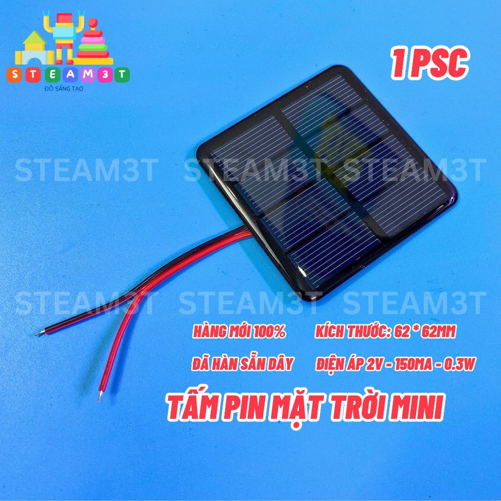 Tấm Pin Năng Lượng Mặt Trời Mini 2V 150mA – Đã Hàn Sẵn Dây – Kích Thước ...