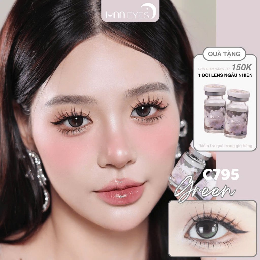 [1 year] Kính áp tròng LUNA EYES C795 GREEN - Lens size nhỏ | Shopee ...