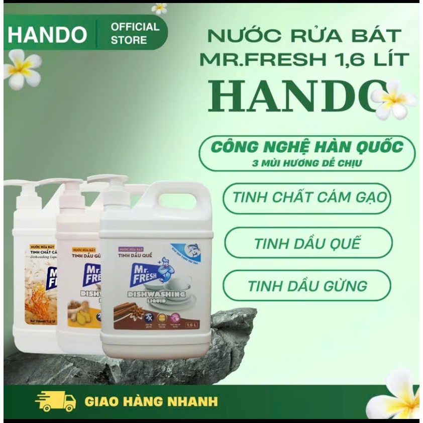 [BÁN CHẠY] Nước rửa bát đậm đặc siêu sạch MrFresh 1,6L an toàn da tay Múi quế/Gừng/Cám gạo ...